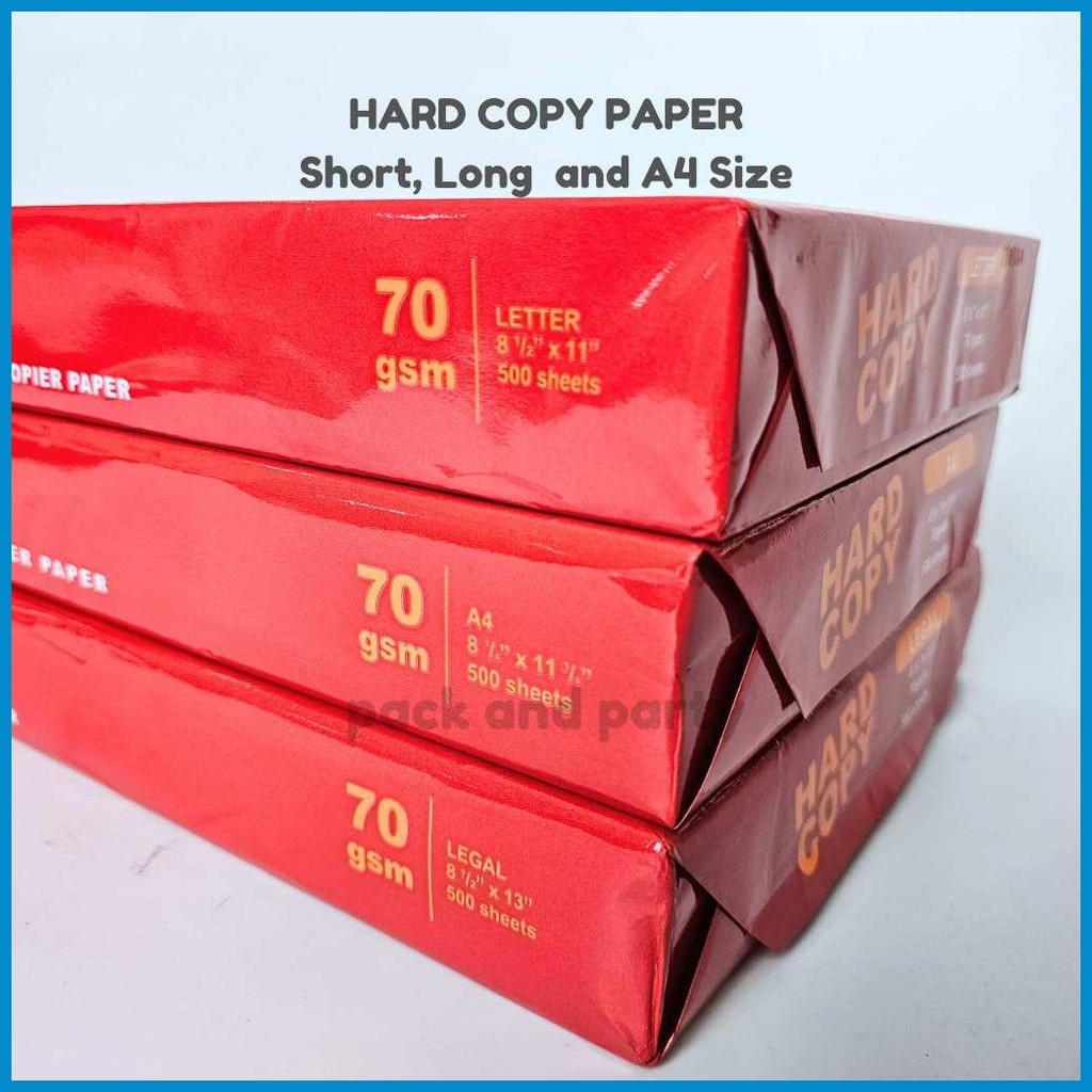100 | 500 sheets Hard Copy White Bond Paper 70 gsm | Short Letter A4 ...