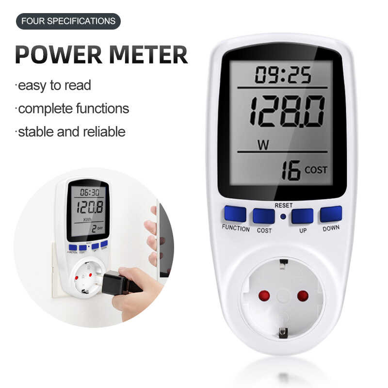 Digital 3 Power Meter Wattmeter Electricity Usage Monitor Voltage ...