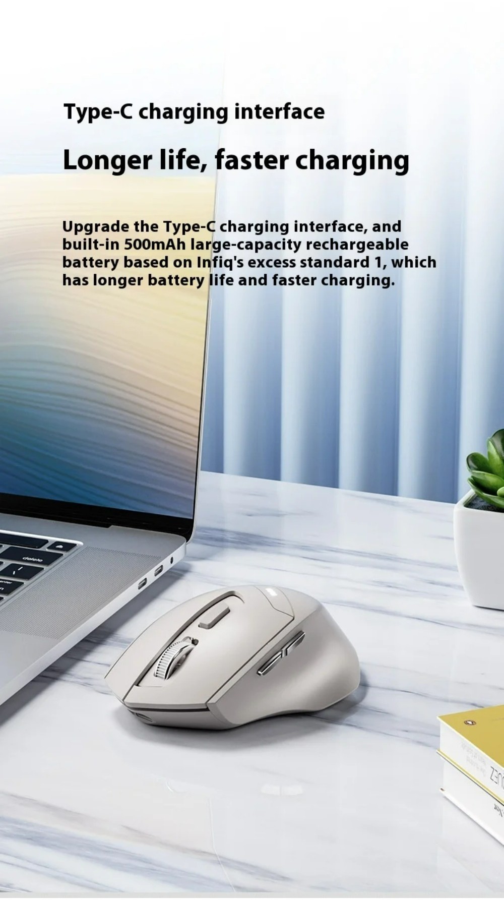 Inphic DR6 Wireless Mouse Tri-Mode 2.4G Bluetooth Wireless Mute Button ...