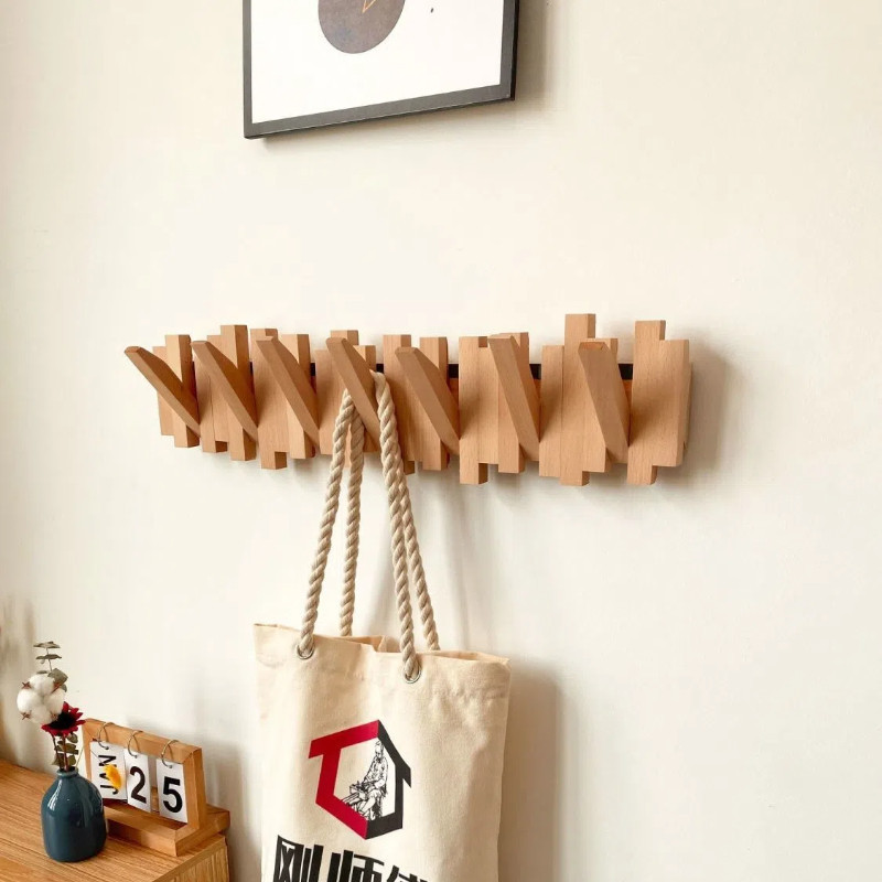 Yo-Fun Solid Wood Piano-Key Coat Hanger Rustic Wooden Hanger Key Holder ...