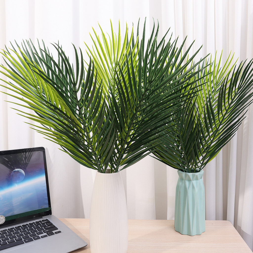 9 Heads Artificial Plant Tropical Iron Tree Leaves Simulation Hawaiian ...