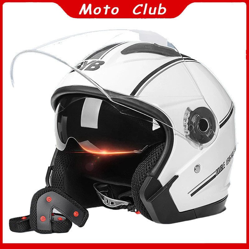 Motorcycle Half Dual Lens Scooter Helmet Casco For Vespa Village Riding ...