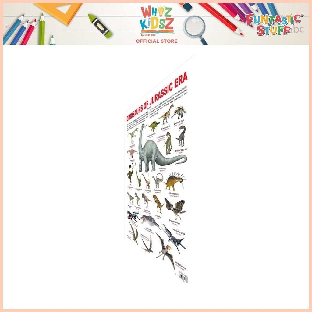 Whiz Kidsz Dinosaurs of Jurassic Era Laminated Wall Chart, Educational ...