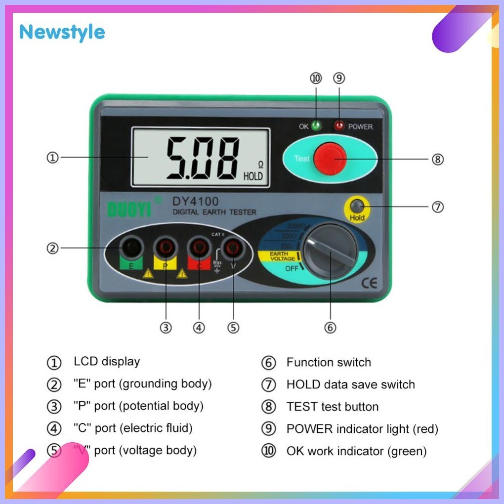 DY4100 Insulation Digital Megger Meter Earth Ground Resistance Ohm ...