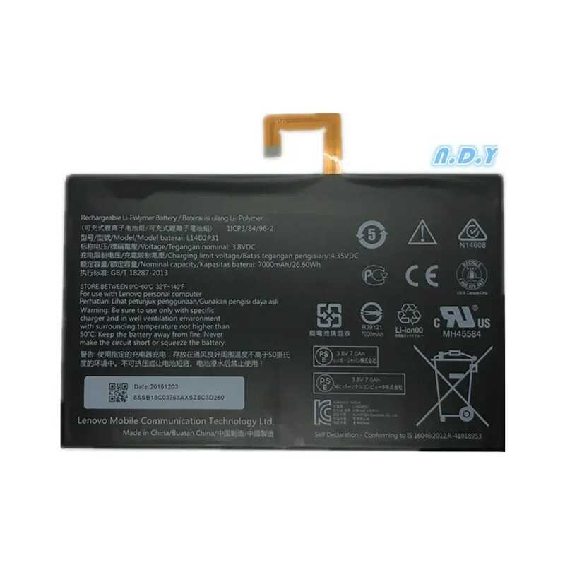 100% Original 7000Mah L14d2p31 For Lenovo Tab 2 A7600-10-70F Tab2 A10 ...