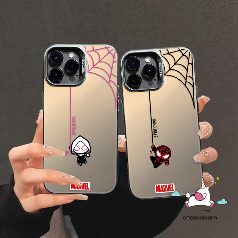 Trendy Brand Cartoon Spider-Man Simple Drawing Couple Case Compatible ...