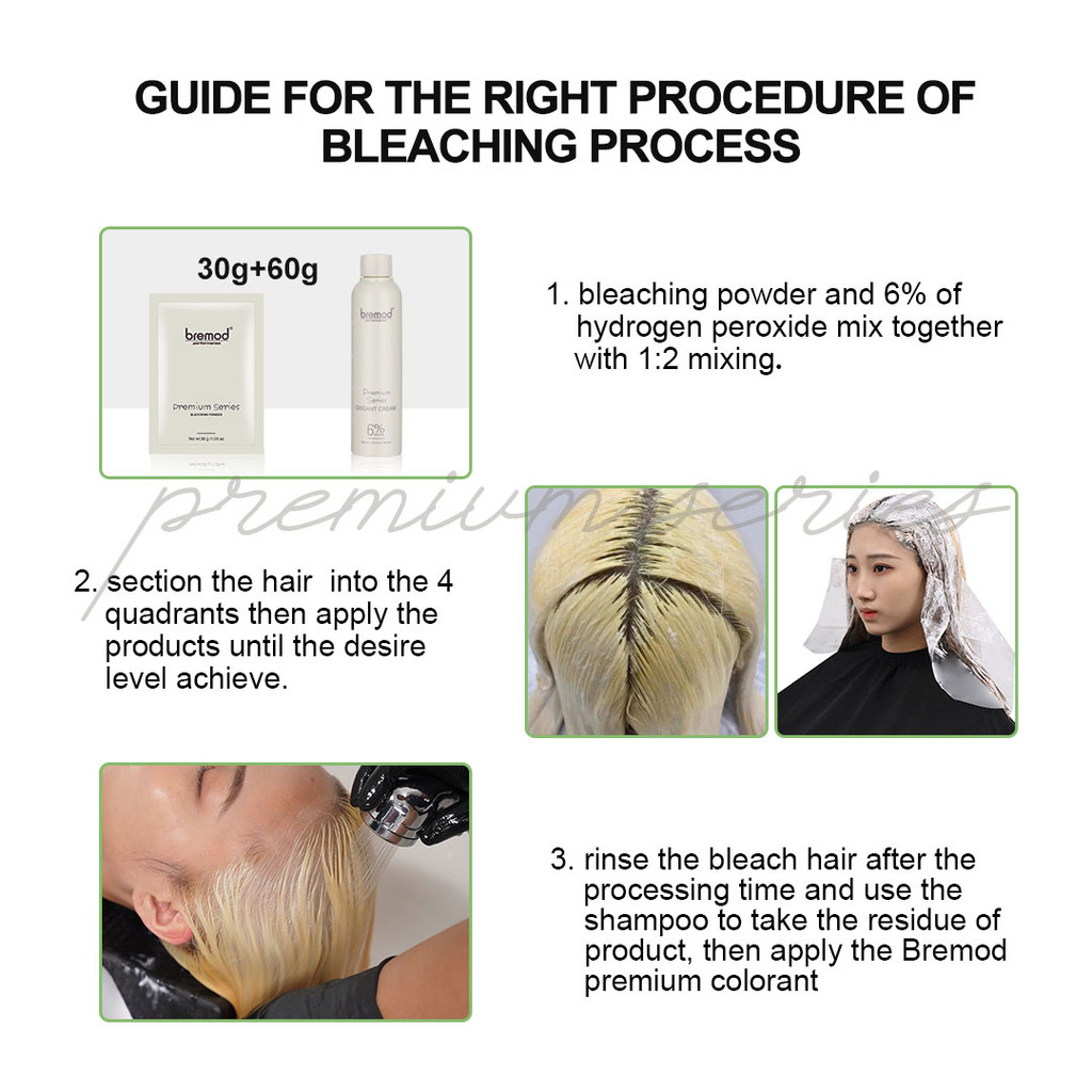 Bremod Premium Series Bleaching Set Bleach powder (30g)+Oxidizer (100ml ...