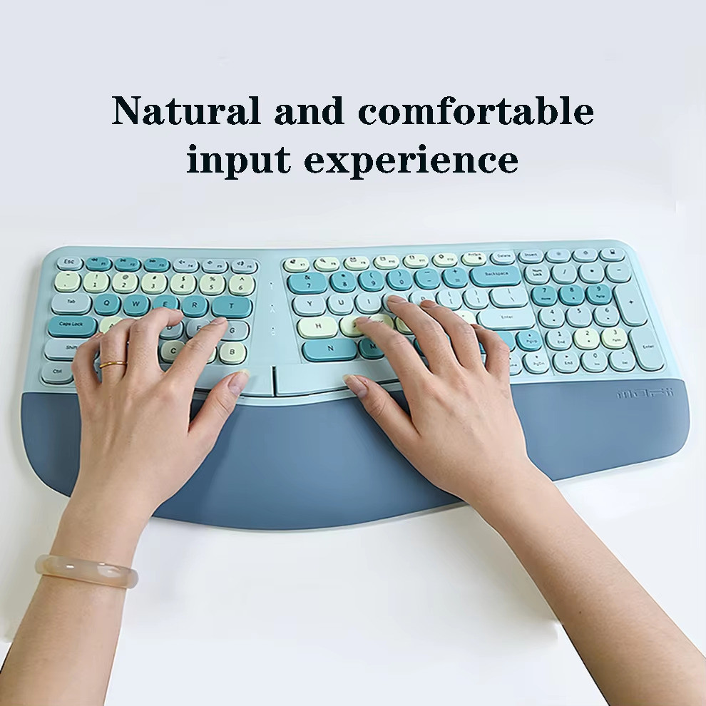 Mofii Ergonomic Wireless Keyboard and Mouse 2.4G Work Station Keyboard ...
