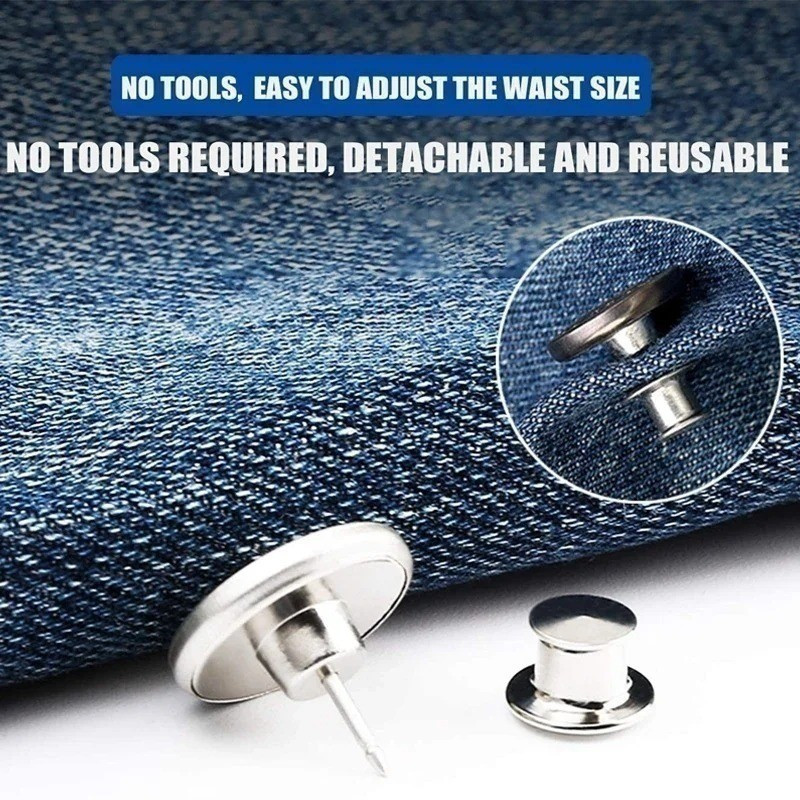 Metal Snap Buttons for Jeans No Tools Needed, 17mm Silver Denim Buttons ...