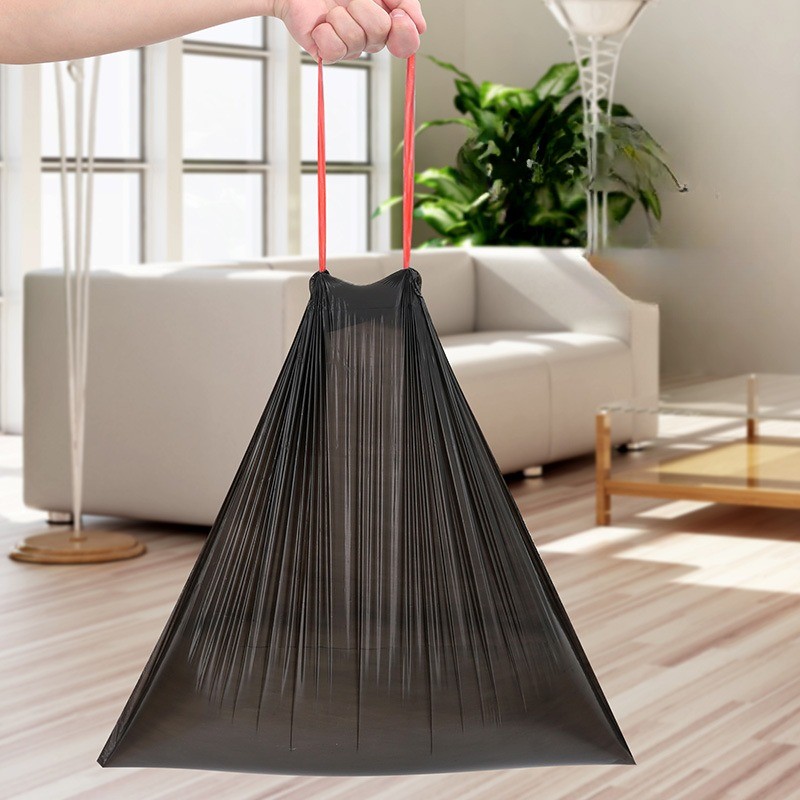 50PCS Black Drawstring Garbage Bags Household Garbage Bags Disposable ...