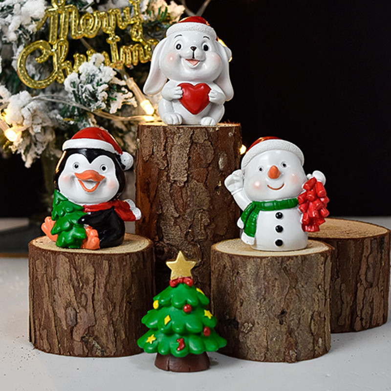 Christmas Ornaments Cute Snowman And Reindeer Resin Decoration Friends ...