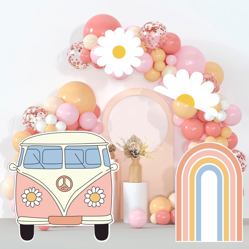 Daisy Wer KT Board Car Rainbow Suower Cutout Boho Theme Backdrop For ...