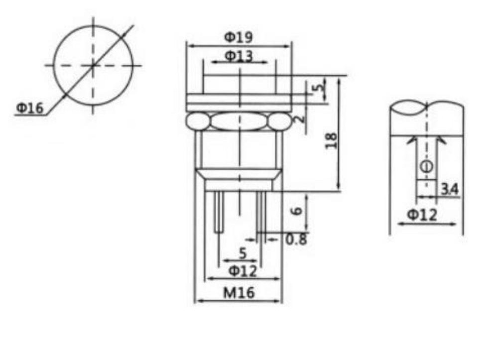 DS-212 16MM Power Switch Round Red Switch Small Self-Reset Momentary ...