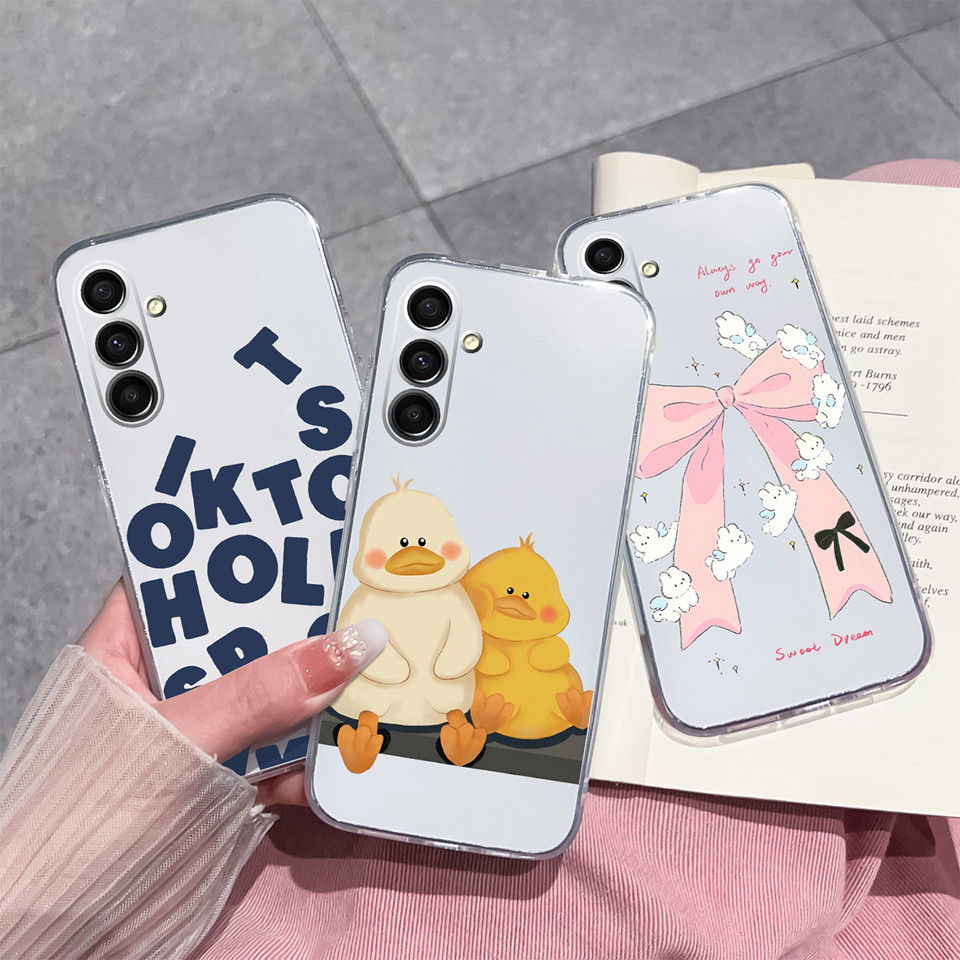 For Samsung Galaxy A16 4G 5G Casing Yellow Duck Bow Letter Transparent ...