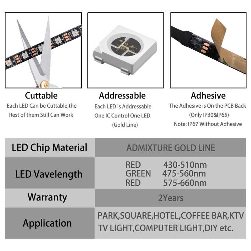 Ws2811 Ws2812b Ws2813 Ws2815 5050 RGB Smart LED Strip Lights Ws2812 ...