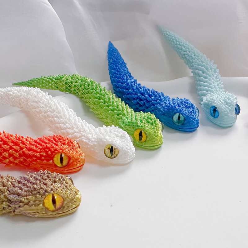Viper 3D Printed Snake Year Mascot Toy Model Dragon Full Body Joint ...