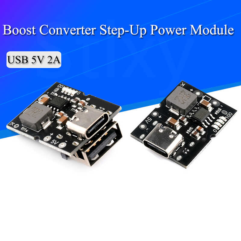 Type-C 5V 2A Boost Converter Step-Up Power Module Lithium Battery Charging Protection Board LED ...