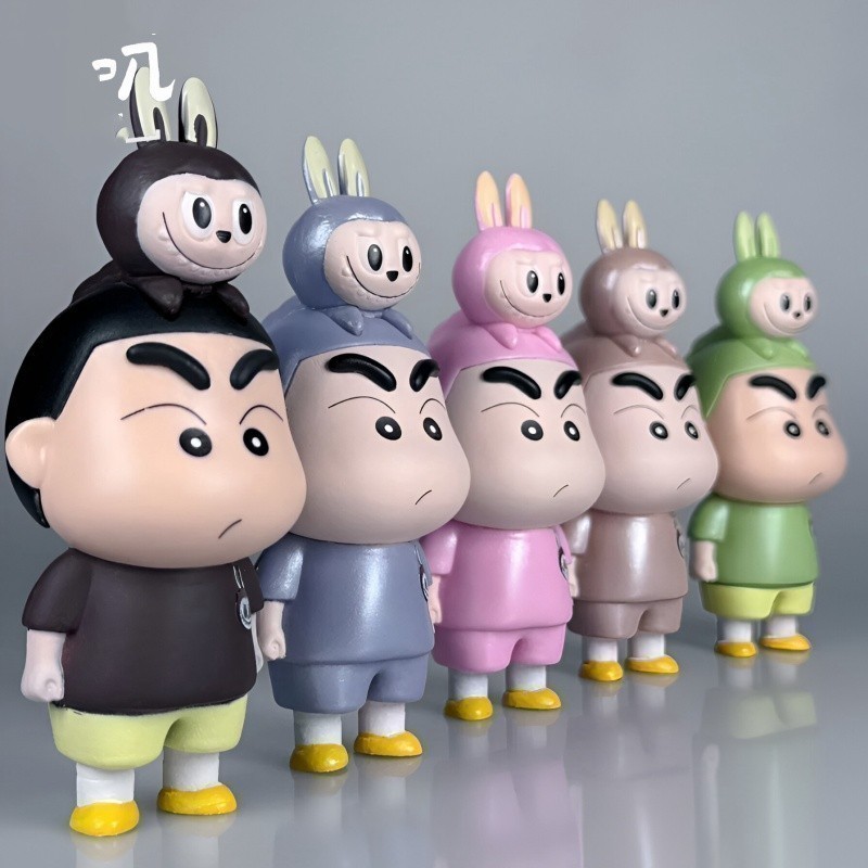 Crayon Shin-Chan Labubu Trendy 14cm Desktop Kawaii Collectible Model ...