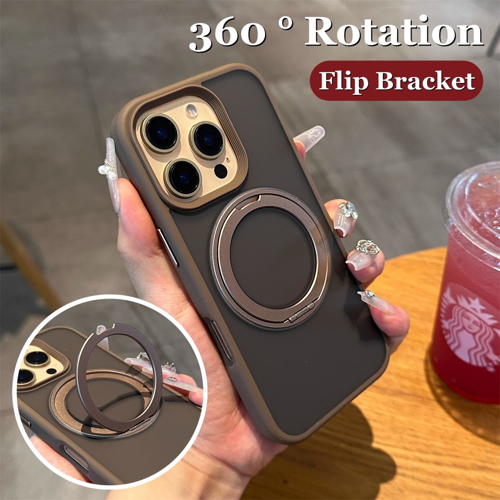 Desert Titanium Color 360 Rotation Flip Bracket Phone Case for IPhone ...