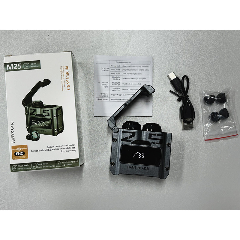 TWS M25 Wireless Gaming Bluetooth Headset with Microphone Mechanical ...