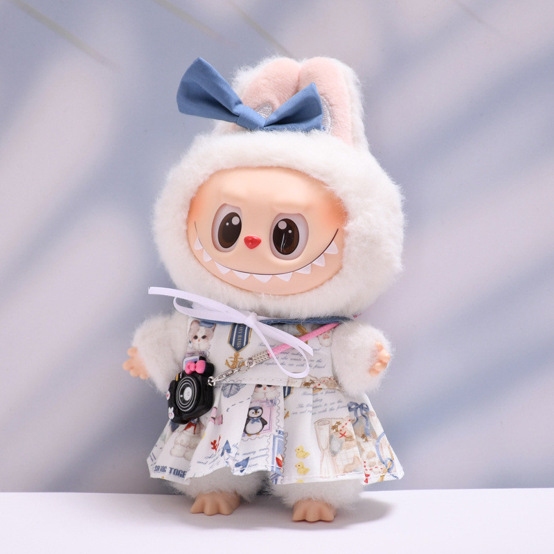 Labubu Clothes|Navy Skirt Suit+Black Camera|For for 15cm 17cm labubu v1 ...