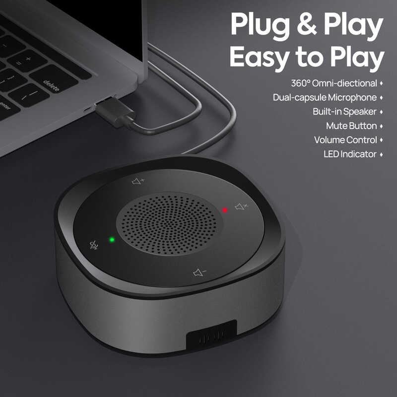 Conference USB Speaker Microphone Wired Touch Key Omni Mic Directional ...
