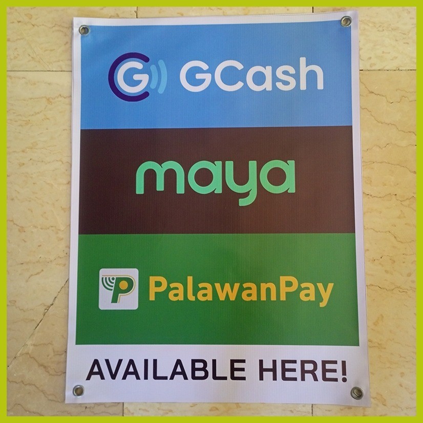 ∝ √ GCASH MAYA PALAWANPAY Tarpaulin Banner FREE Eyelets Cash-In & Cash ...