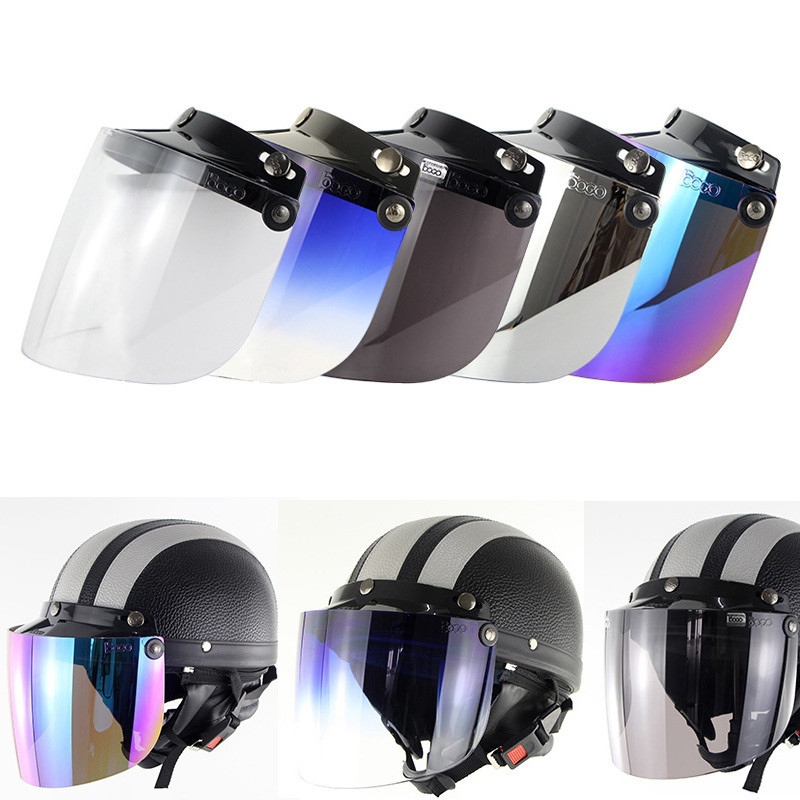 CYCLEGEAR Motorcycle Helmet Visors Bubble Mirror Three Button Type ...