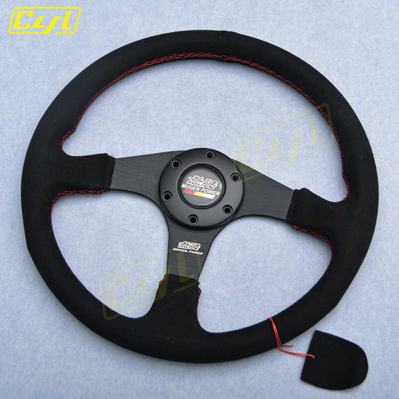 772 MUGEN JDM Car Racing Suede Leather Red Ing Sports Gaming Steering ...