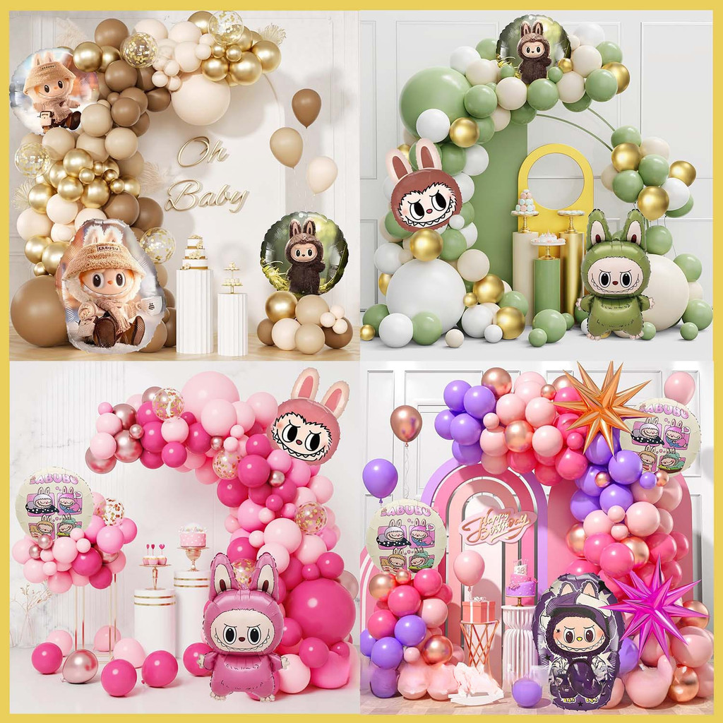 110pcs Set Labubu theme Birthday Balloons Party Decorations Set Cute ...