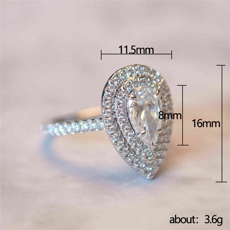 Water Drop Ring Shining Pear-Shaped Women's Diamond Ring Micro-Inlaid Zircon | Shopee Philippines