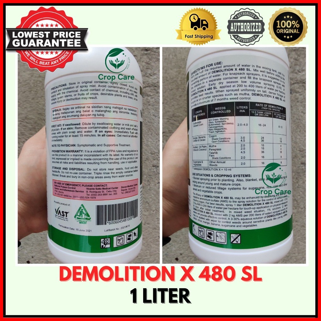 DEMOLITION X 480 SL (NON-SELECTIVE GLYPHOSATE HERBICIDE) [BETTER THAN ...