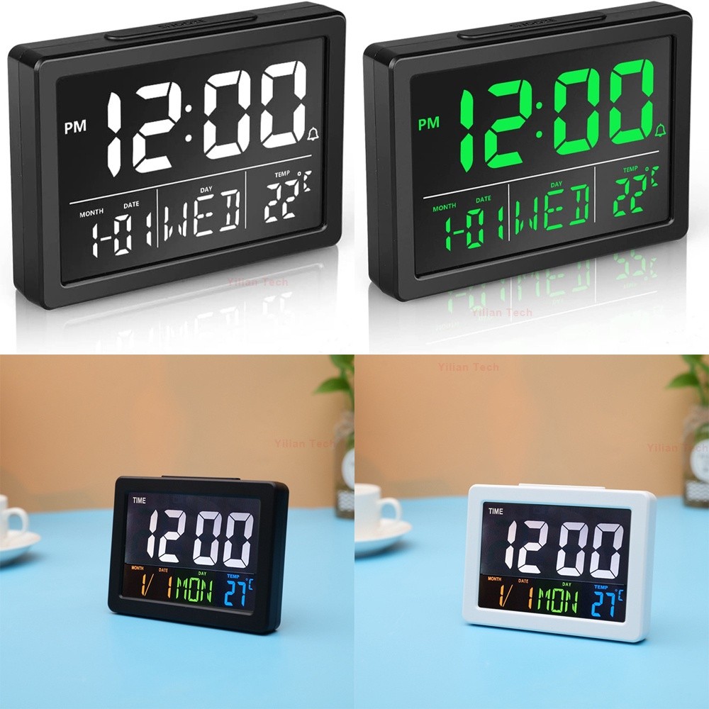 in stock Digital Alarm Clock Large LED Electronic Clock Snooze Indoor ...