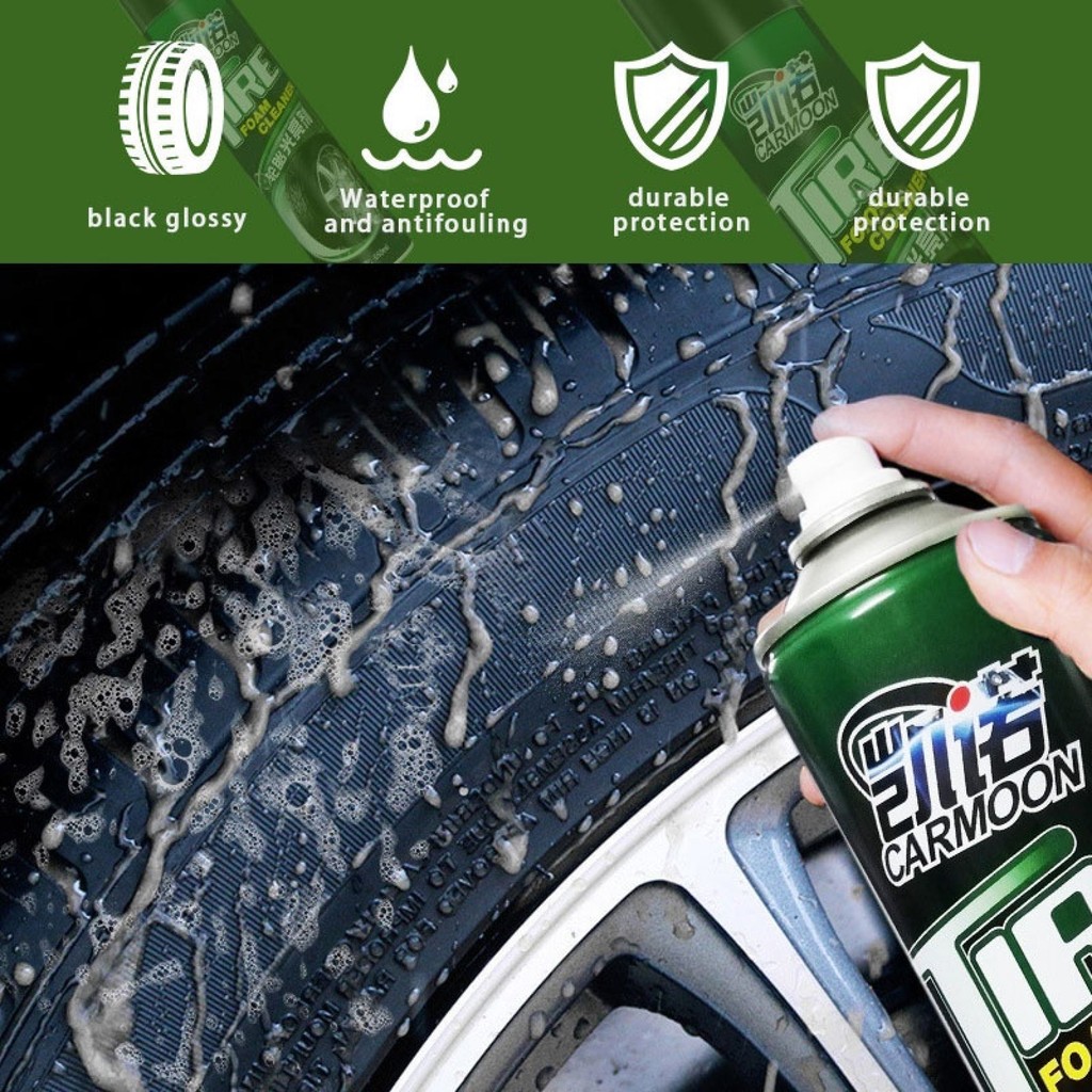 650ML Tire Foam bright Cleaner Black tire wax lotion high gloss spray ...
