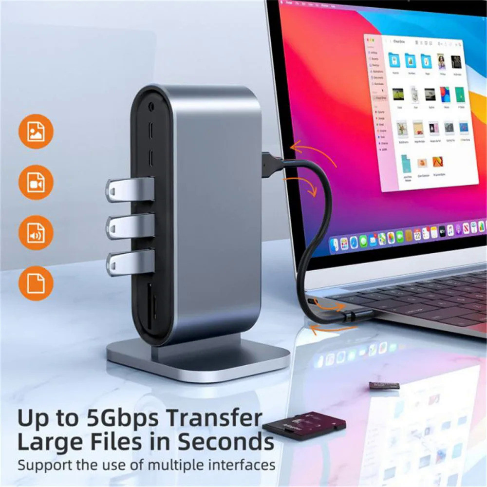12-in-1 USB C HUB Docking Station HDMI-compatible Adapter 4K 30Hz PD ...