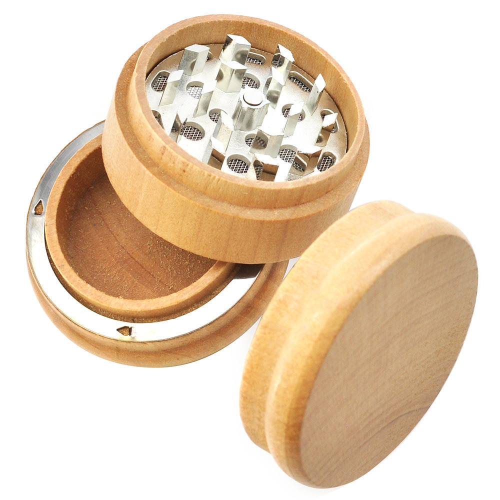 [In stock] 60mm Wood Grain Style 3-layer Zinc Alloy Grinder Ingredient ...