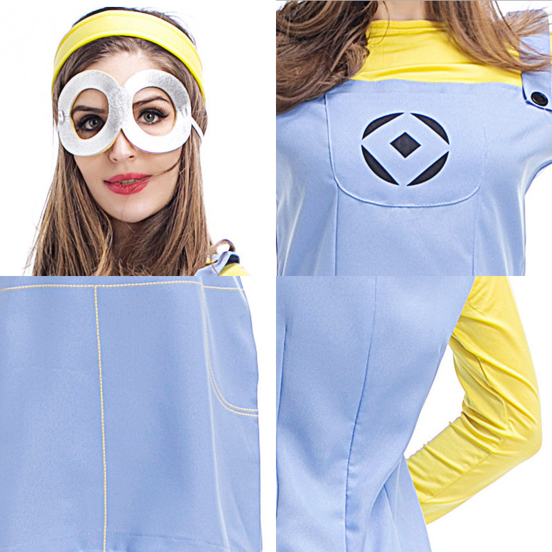 Minions Cosplay Costume Despite Me 2 Yellow Blue Dress For Woman Adult ...
