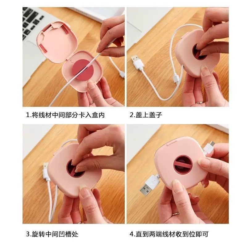 Cable Storage Box Round Rotatable Cable Organizer Earphone Winder ...