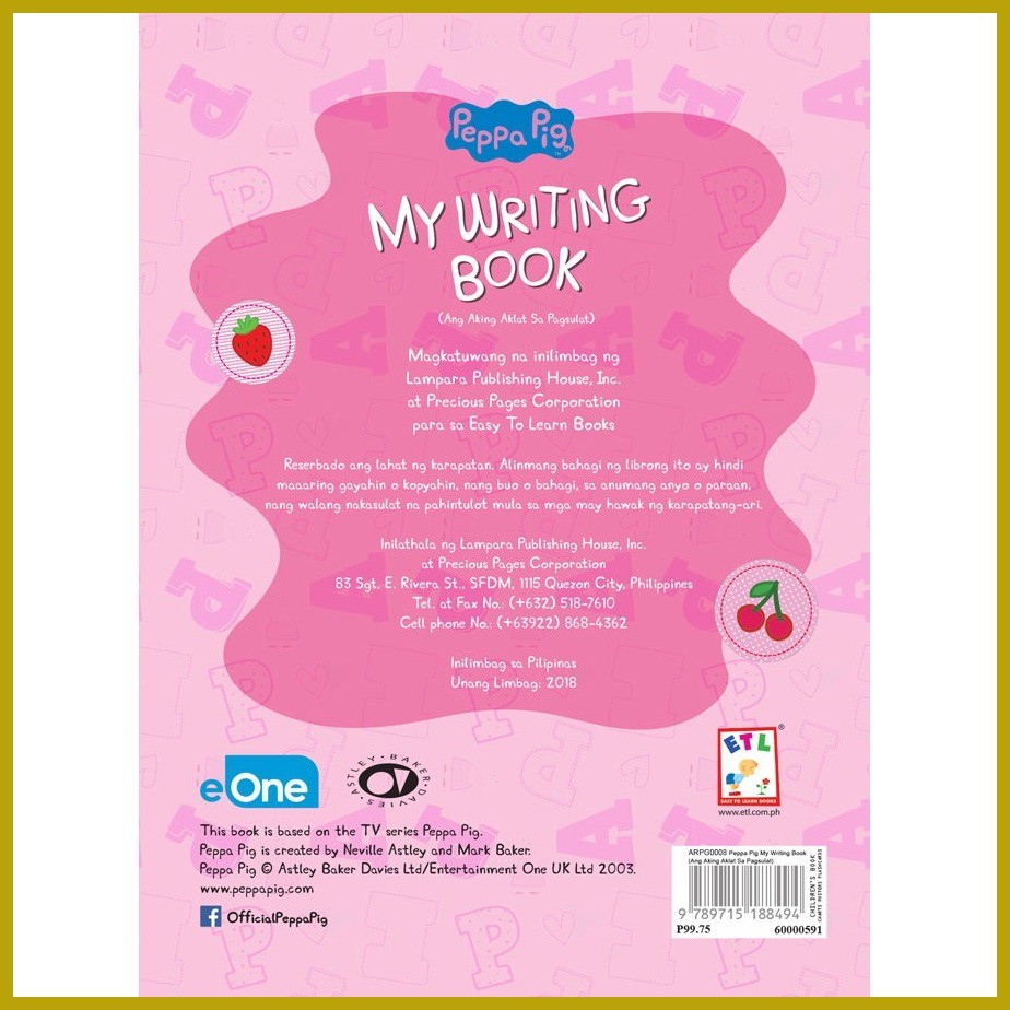 ☃ ♟ Peppa Pig, My Writing Book (Ang Aking Aklat Sa Pagsusulat) | Shopee ...