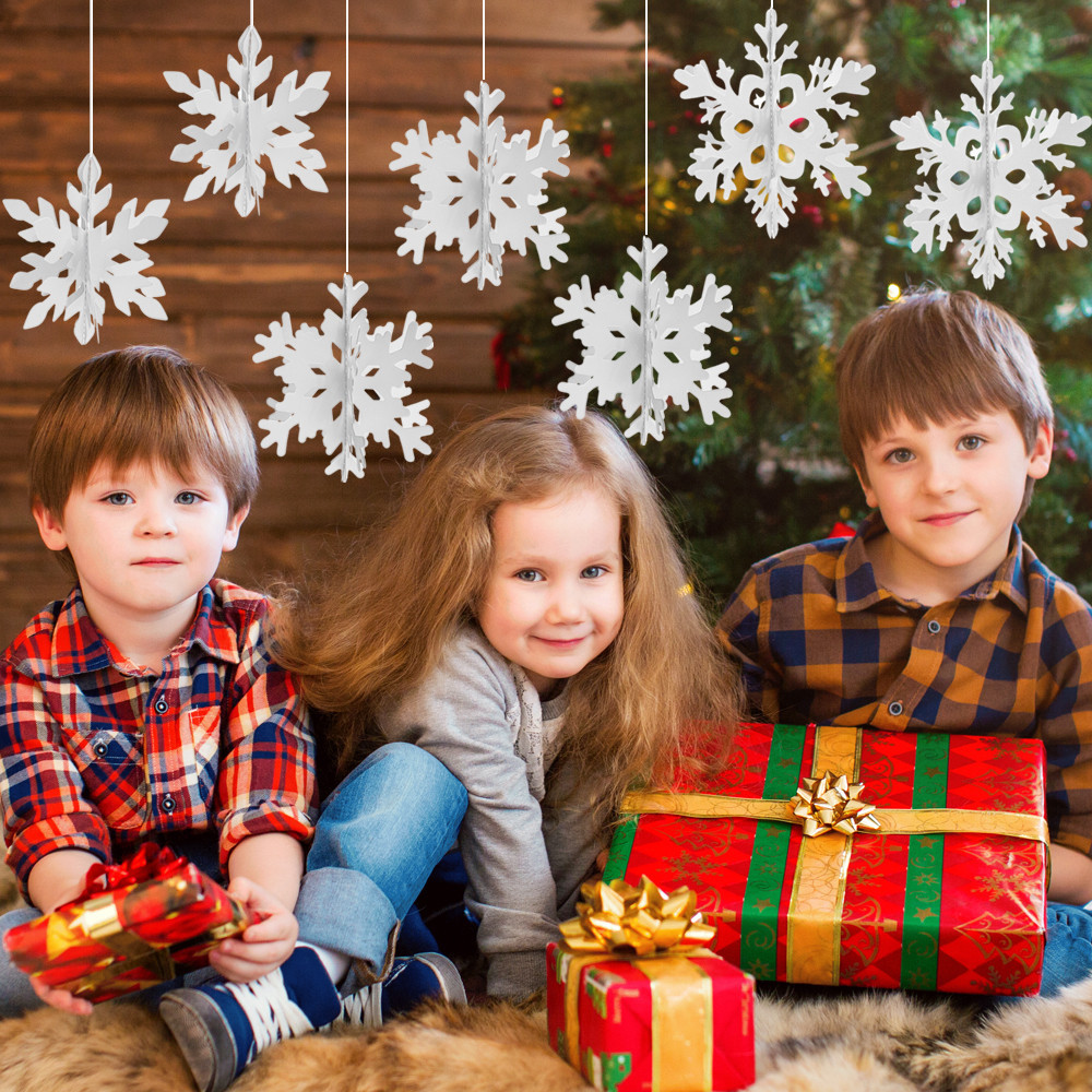 12 Pcs/ Pack Three-dimensional Paper Snowflake Christmas Pendant ...