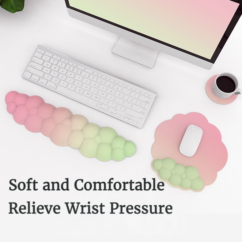 Cute Soft Silicone Wrist Pad Mouse Pad,Pink Gradient Cloud Rebound Non ...