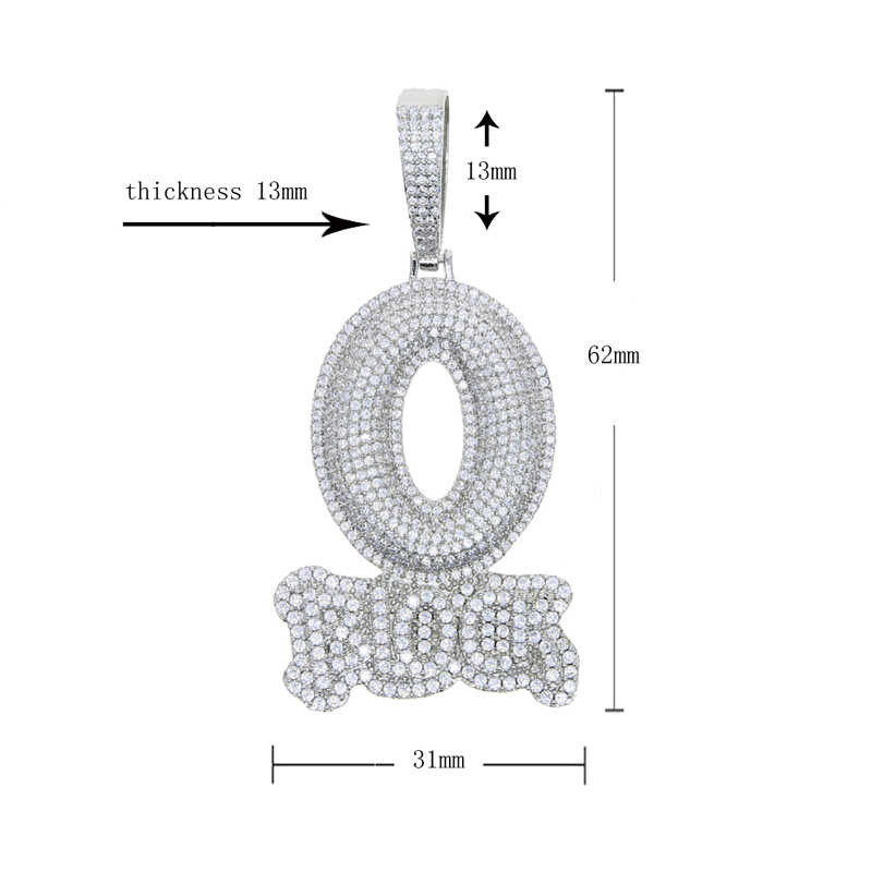 Out Iced Letter O Block Pendant Bg Cubic Zirconia Micro Pave Cz Paved ...