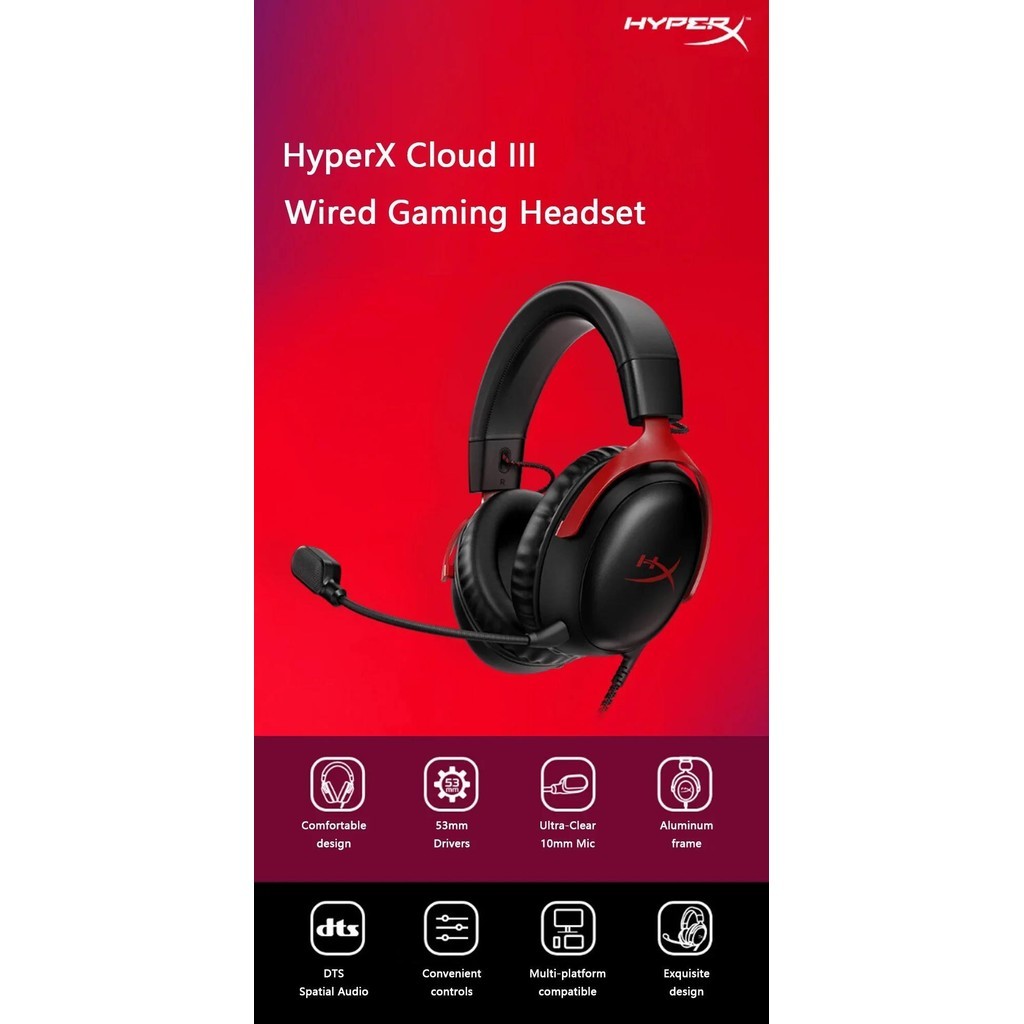 HyperX Cloud 3 III Wired Gaming Headset eSports Professional Head ...