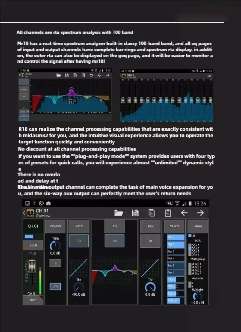 Air 1:1 MR18 Rack Mount Professional Digital Mixer Built-in Wifi DSP ...