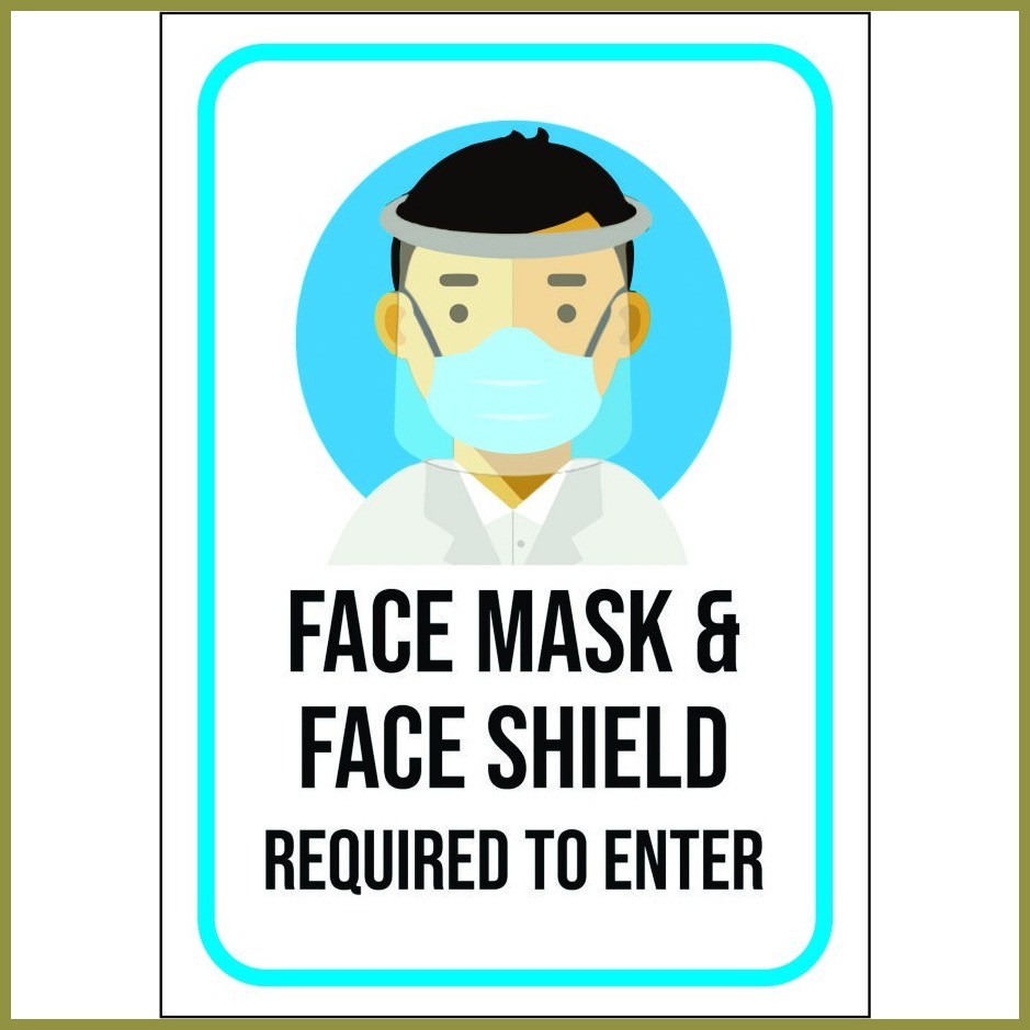⚾︎ ⭐ Face Shield and Face Mask Required Sign Safety Signages Vinyl ...