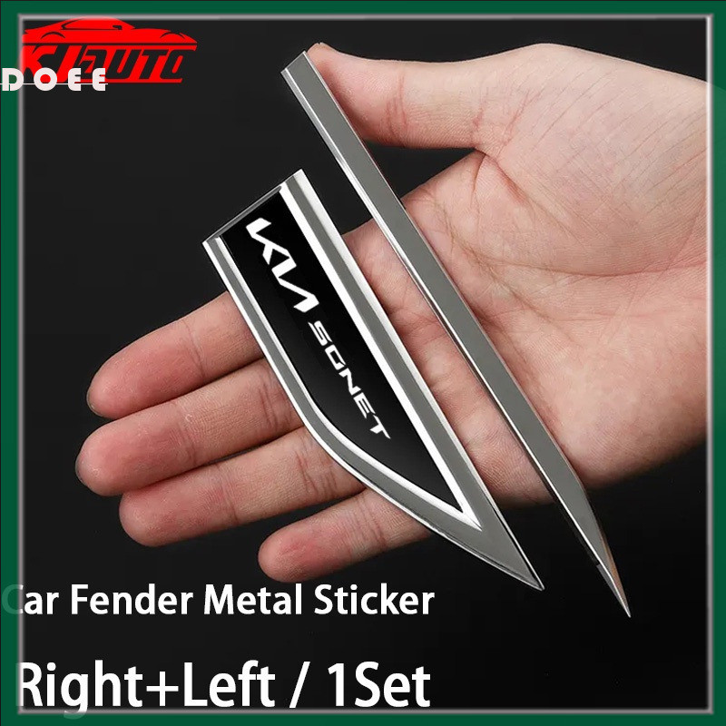 ∝ KIA Sonet Car Stainless Steel Car Door Fender 3D Metal Side Logo ...