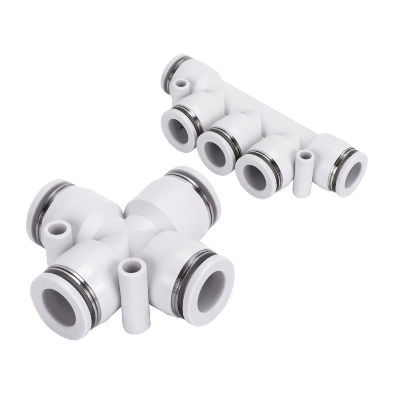 White tracheal quick connector 5-way/variable diameter/four-way pneumatic fast connector ...