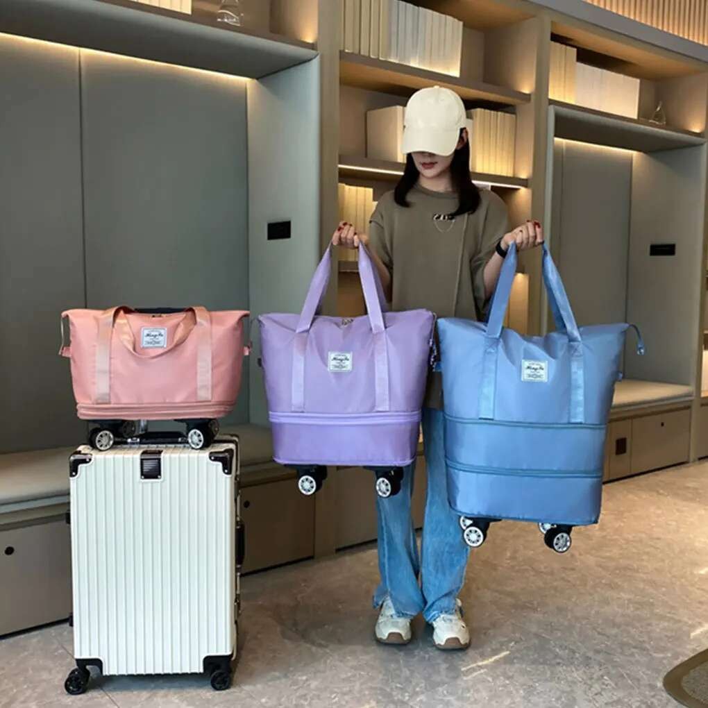 Trolley Travel Lage Storage With Wheels Waterproof Pulley Portable ...