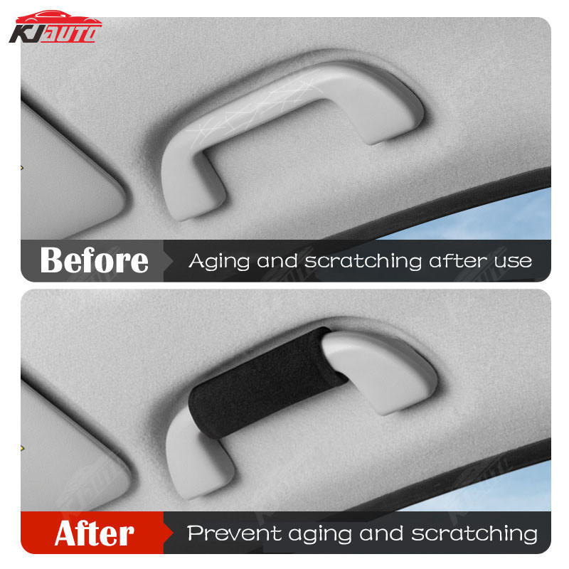 Mitsubishi Suede Car Roof Handle Protective Cover Door Handle Leather ...