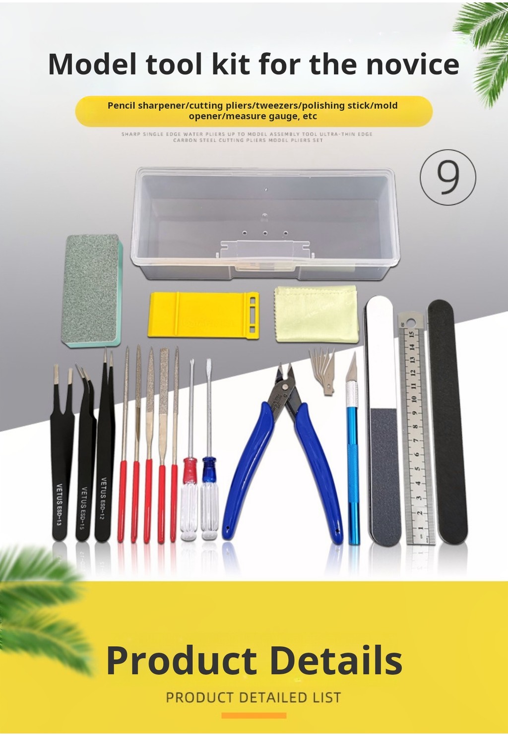21Pcs Model Tools Kit Flush Pliers Professional Hobby Building Tool Kit ...
